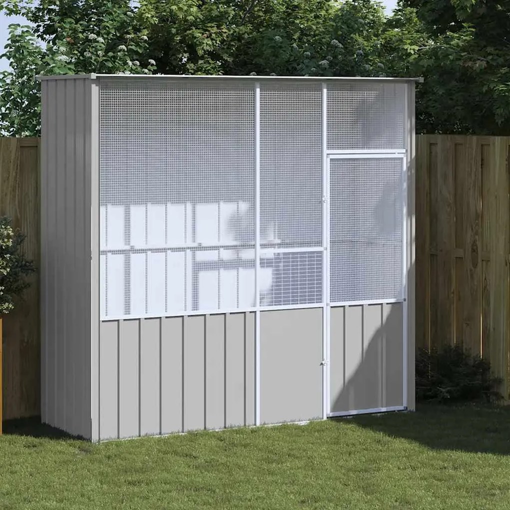 vidaXL Ptačí klec 215 x 78 x 200 cm pozinkovaná ocel [172345] Barva: Šedá