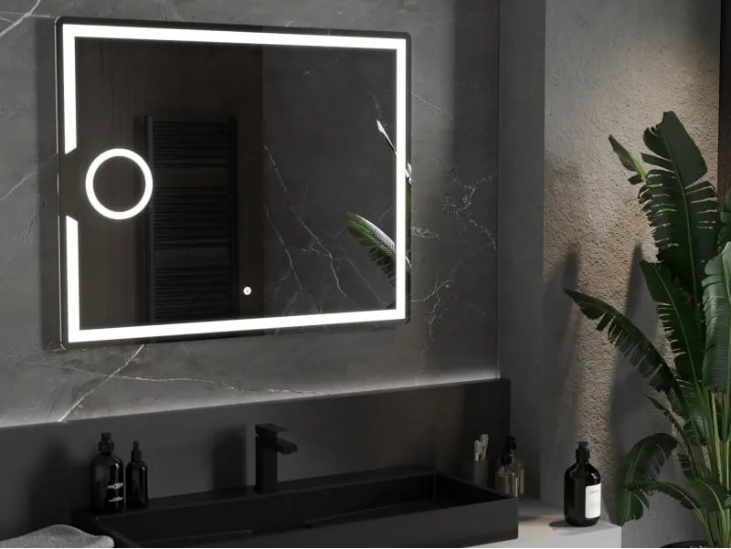 Mexen Onyx osvětlené koupelnové zrcadlo s kosmetickým zrcátkem 100 x 80 cm, LED 6000K, protimlhové - 9813-100-080-611-00