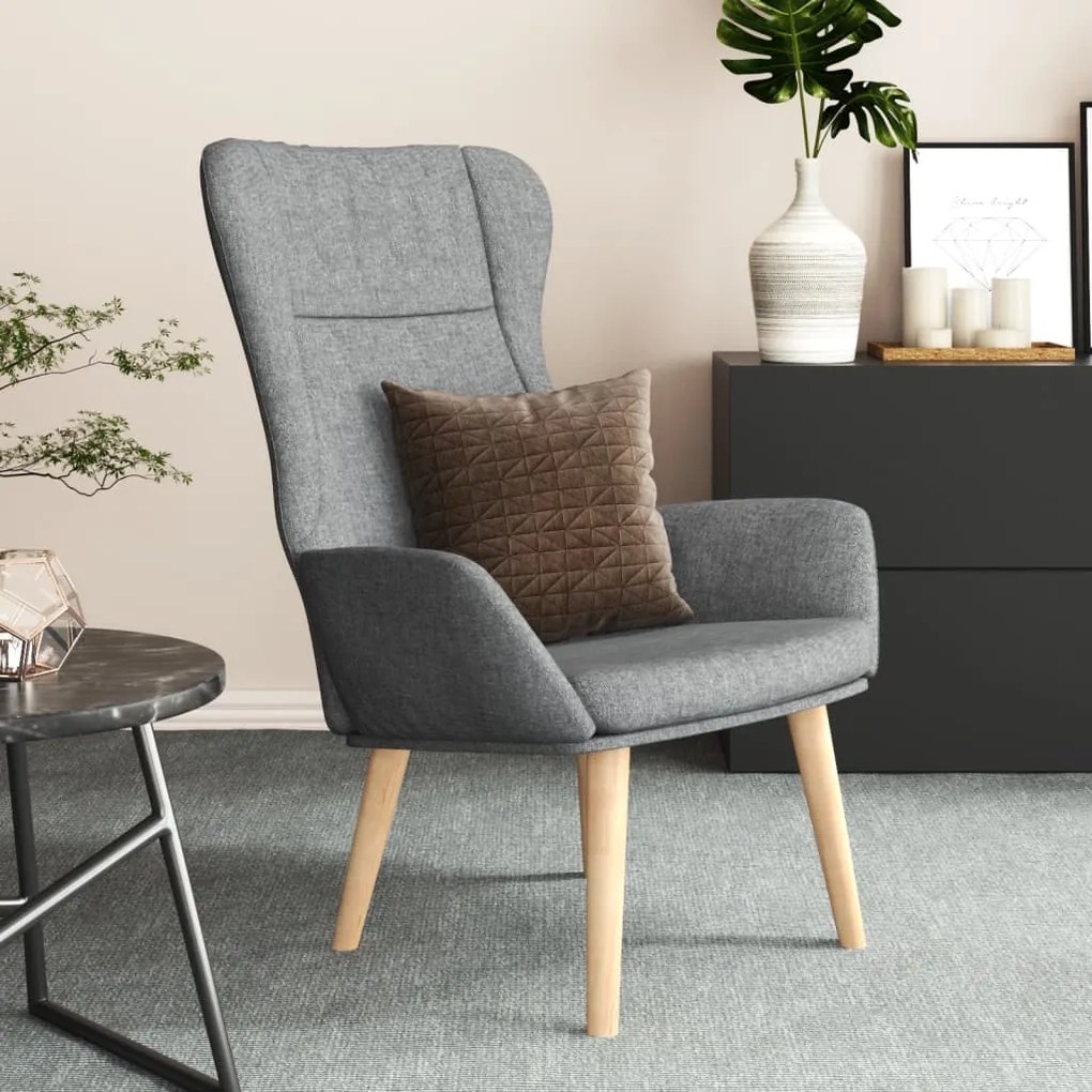 Relaxační křeslo světle šedé textil 341394