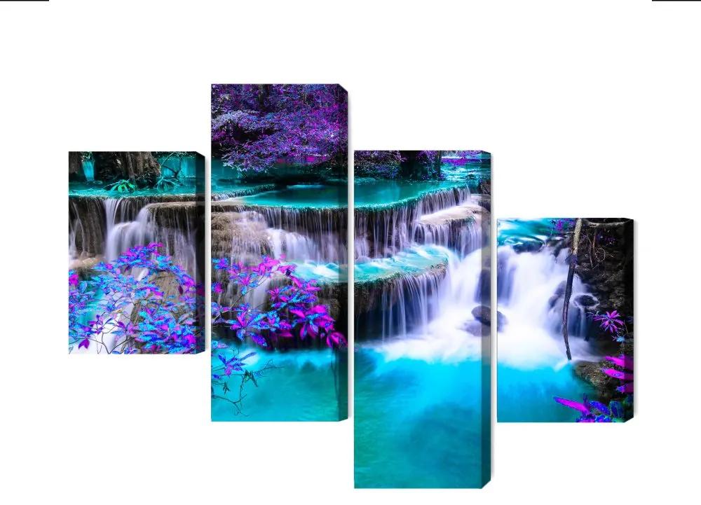 Vícedílný obraz Vodopád Huay Mae Khamin Nedostatek Nedostatek Plátno Canvas 160x100