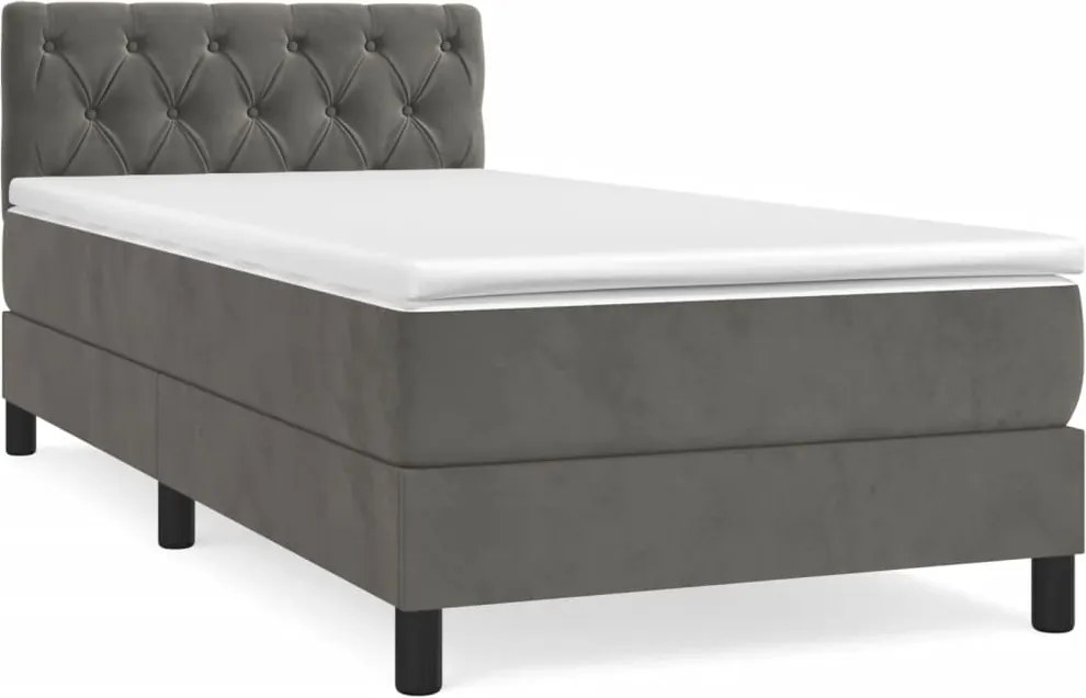 Box spring postel s matrací tmavě šedá 80 x 200 cm samet 3141450