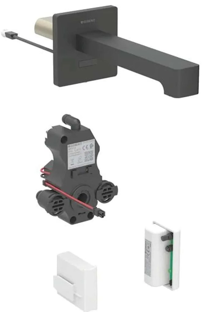 Geberit Brenta - Elektronický umyvadlový ventil pod omítku, pro studenou vodu, napájení z generátoru, easy to clean, matná černá 116.275.14.1