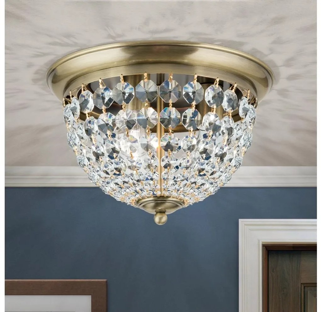 Orion DLU 1840/35-Křišťálové str. svítidlo PLAFOND 3xE27/40W/230V pr.35 cm bronz