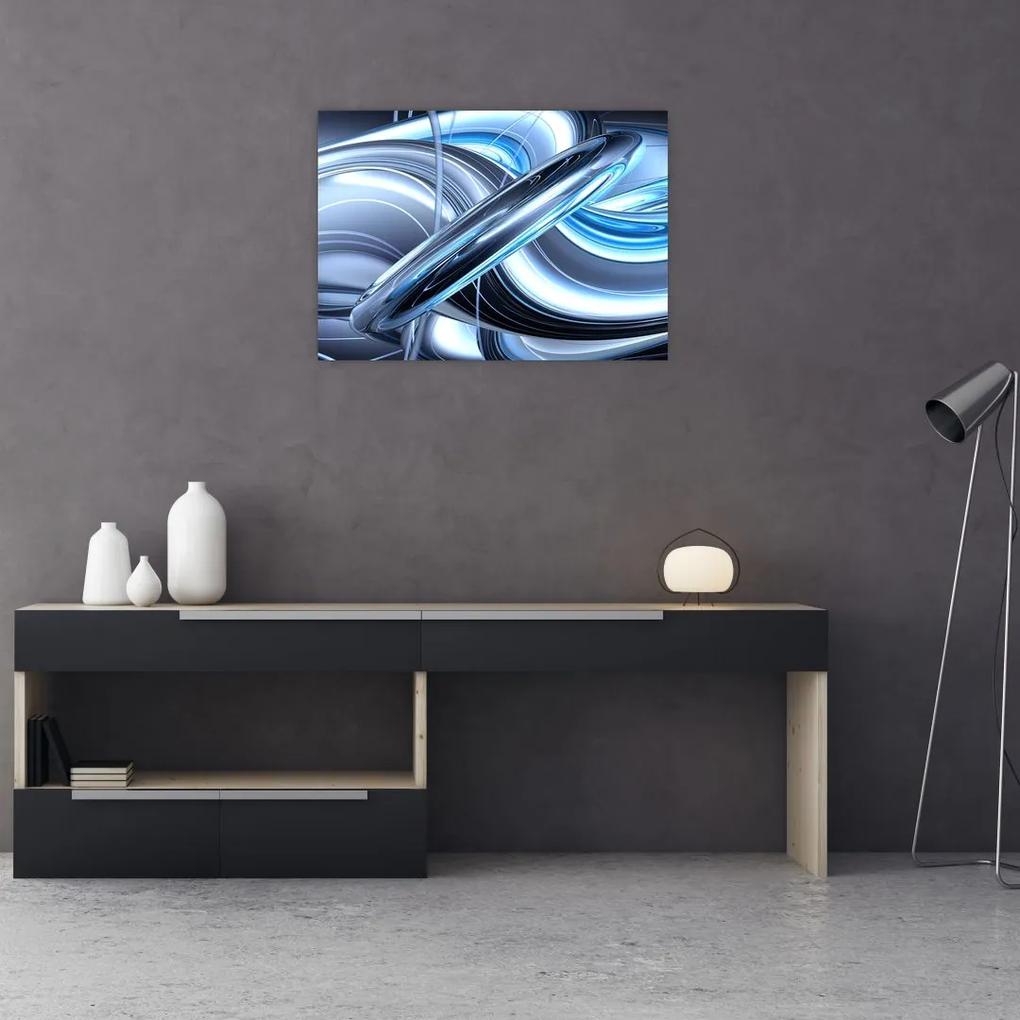 Skleněný obraz modré abstrakce (70x50 cm)