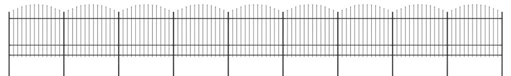 Zahradní plot s hroty ocel (1,5–1,75) x 15,3 m černý