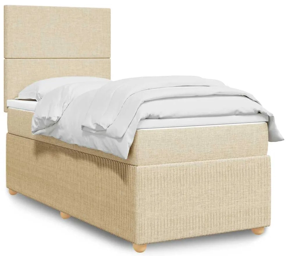 Box spring postel s matrací krémová 100 x 200 cm textil 3294265