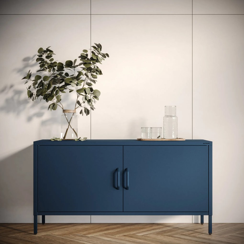 TV skříňka kovová na nožičkách námořnická modrá, 1150x595x400 mm: ROSA Modern