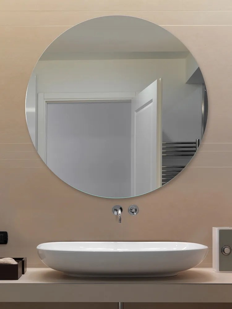 AMIRRO PURE RONDE kulaté zrcadlo na chodbu do předsíně nástěnné  Ø 75 cm s leštěnou hranou do koupelny na zeď 710-327