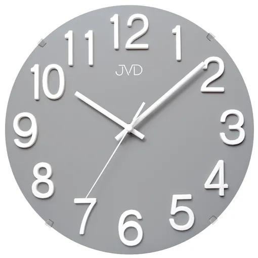 Skleněné kulaté čitelné nástěnné hodiny JVD HT98.6