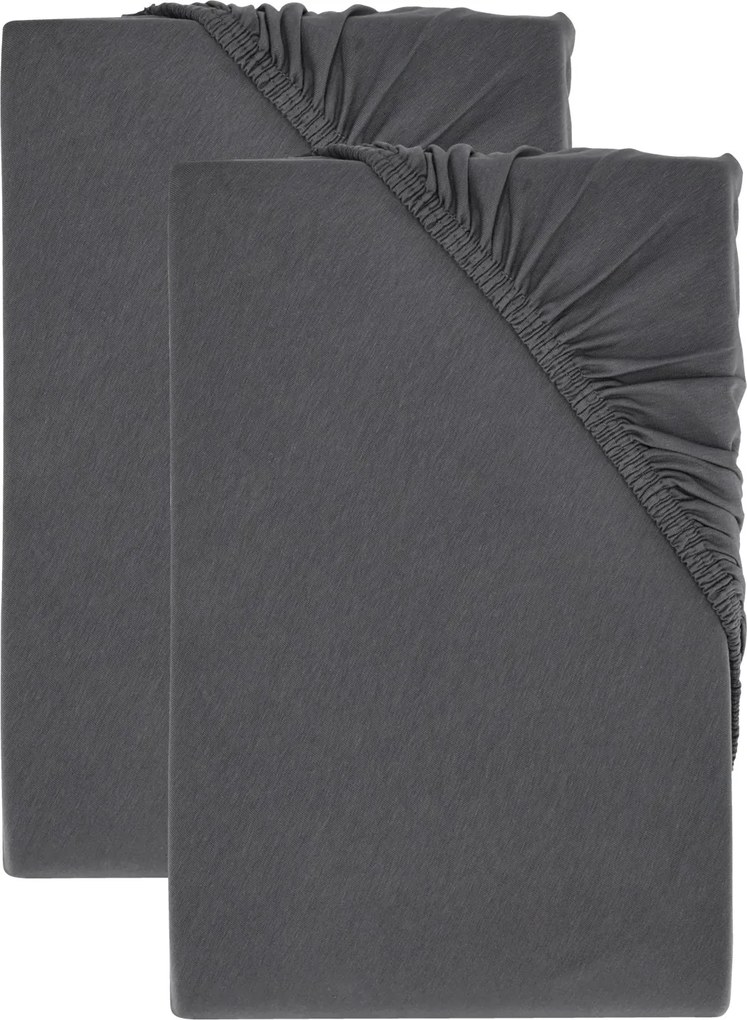 Livarno Home Sada žerzejových napínacích prostěradel, 90–100 x 200 cm, šedá, 2dílná