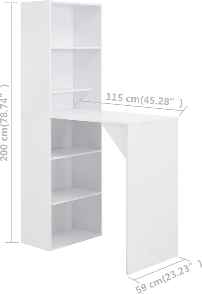 Barový stůl se skříní bílý 115 x 59 x 200 cm 280227
