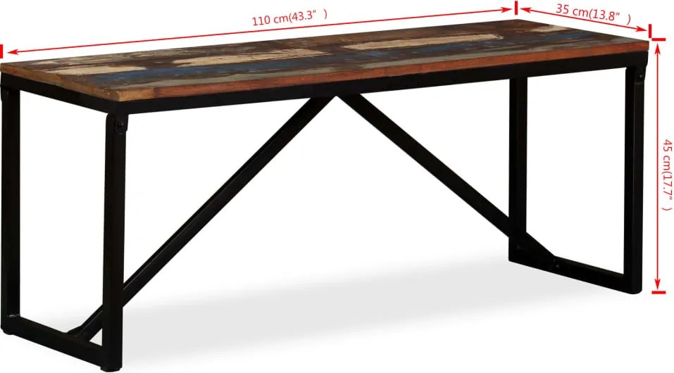 Lavice masivní recyklované dřevo 110 x 35 x 45 cm 244901