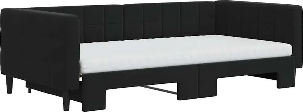 Válenda s přistýlkou a matracemi černá 100 x 200 cm samet 3196726