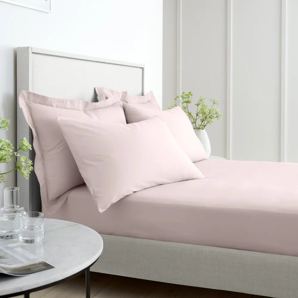 Růžové napínací prostěradlo z bavlněného perkálu 185x200 cm Cotton Percale – Bianca