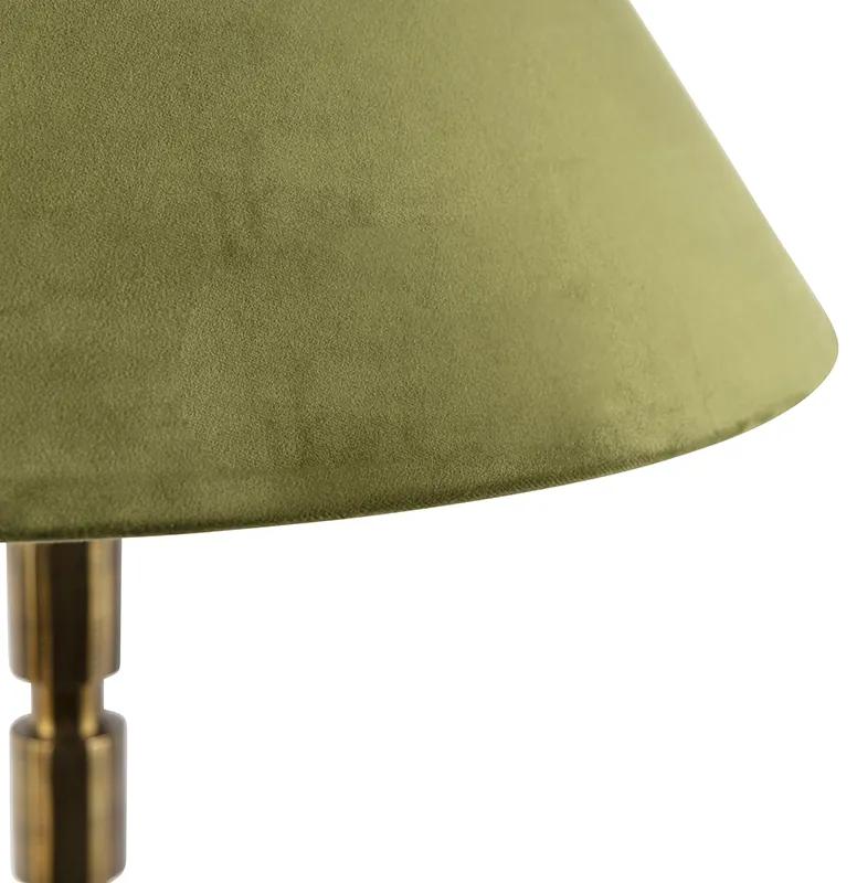 Stolní lampa ve stylu art deco s velurovým odstínem zelené 50 cm - Torre