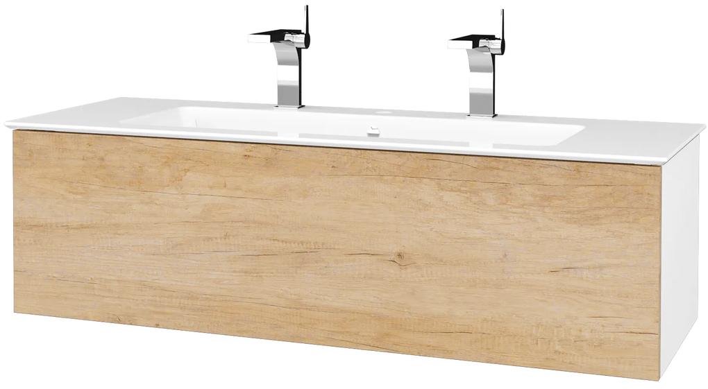 Dřevojas Koupelnová skříň VARIANTE SZZ 120 (umyvadlo Pura) Varianta: N01 Bílá lesk / D06 Ořech