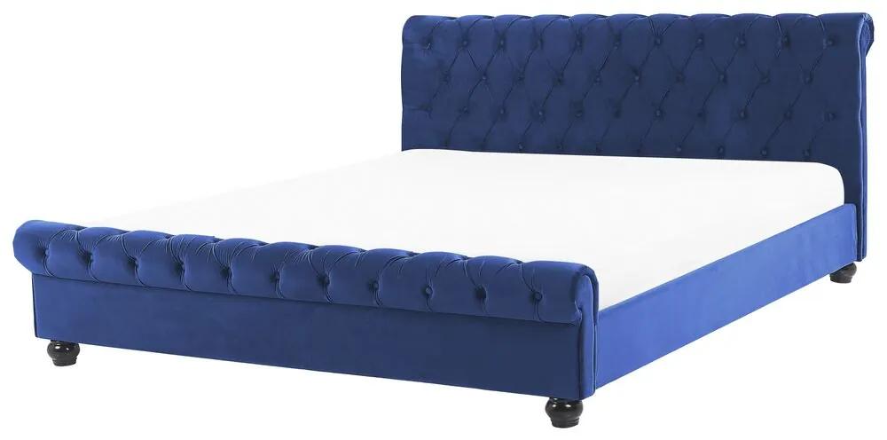 Manželská vodní postel 160 cm Alexandrine (modrá) (s roštem a matrací). 1077775