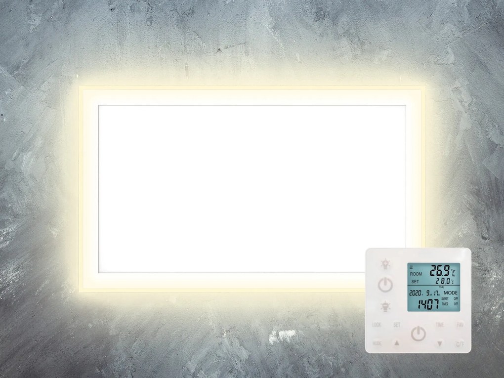 Stropní Infrapanel CEILING LED 660W | Výhřevnost 12 m2 | 108x63 cm | LED světlo | Bezdrátový termostat