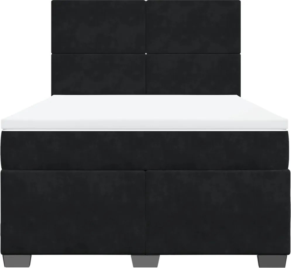 Box spring postel s matrací černá 160x200 cm samet 3293250
