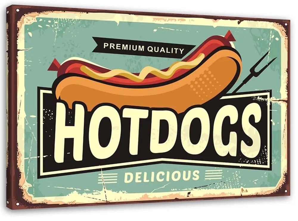 Gario Obraz na plátně Retro cedule hot dog Rozměry: 60 x 40 cm