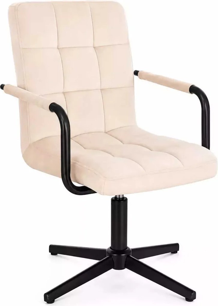 LuxuryForm DESIGN Otočná židle VERONA BLACK VELUR na černém kříži - krémová