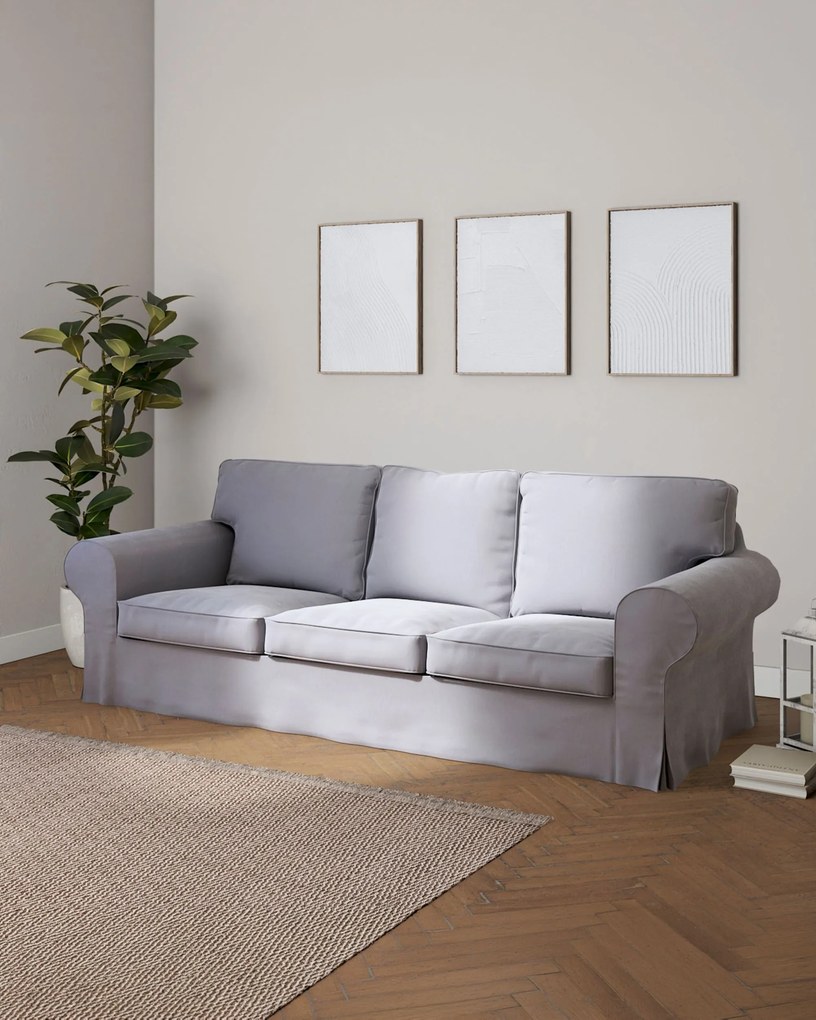 Potah na pohovku IKEA Ektorp 3-místná, rozkládací STARÝ MODEL PIXBO barva šedá látka lesklé, sametová