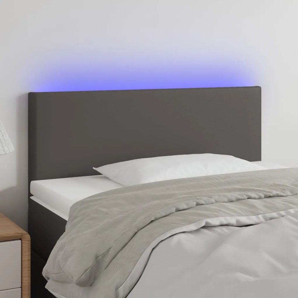Čelo postele s LED šedé 90x5x78/88 cm umělá kůže