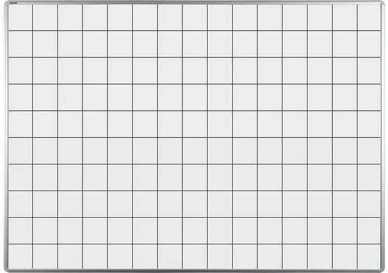Magnetická tabule s odkládací poličkou MANAŽER L 150 x 100 cm (potisk) - čtverce 100 mm (101501001105)