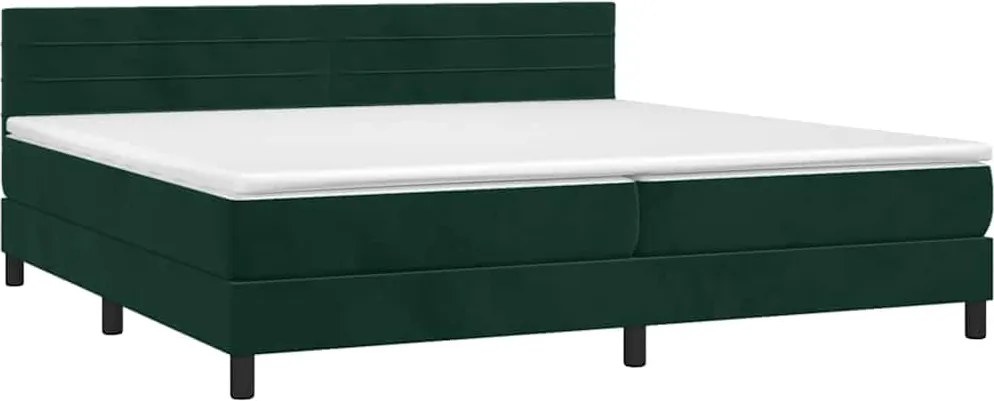 Box spring postel s matrací tmavě zelená 200x200 cm samet 3141386