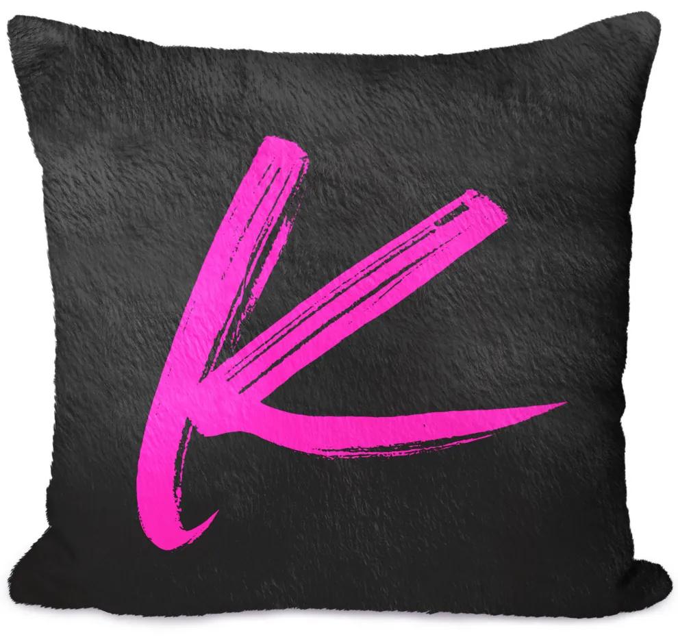 Polštář – písmeno K (Velikost: 40 x 40 cm, Materiál: Mikroplyš, Barva: Růžová)