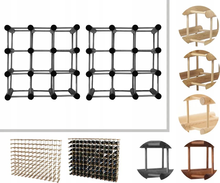 Regál na víno dřevěný stojan na víno Modulární regál na alkohol 18+3but