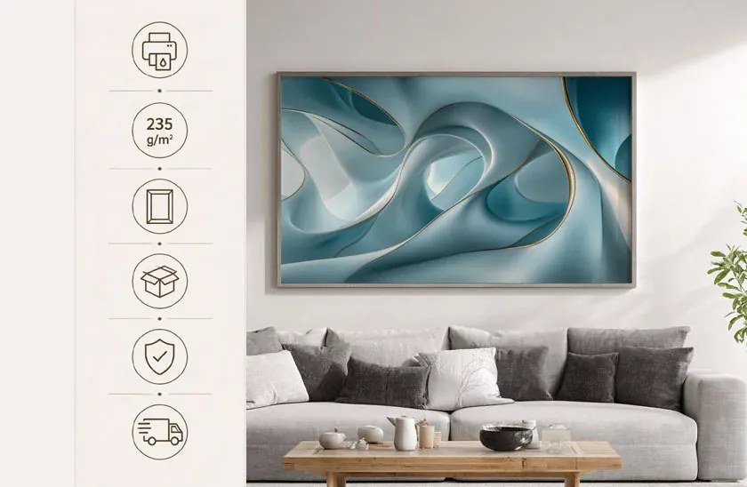 Modrá harmonie - obraz - Luxusní abstrakce s jemnými liniemi 38A - A3 – 297 × 420 mm - 249 Kč