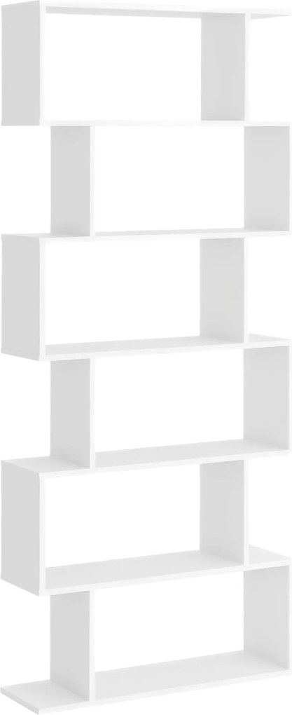 HOMCOM Moderní Knihařská Skříň s 6 Policemi pro Jídelnu, Obývací Pokoj a Kancelář 80x23x192 cm Bílá | Aosom