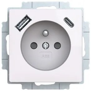 ABB Zoni zásuvka s nabíjením USB-A/C bílá 5569T-A32357 500 s clonkami 2CHT693257A4500