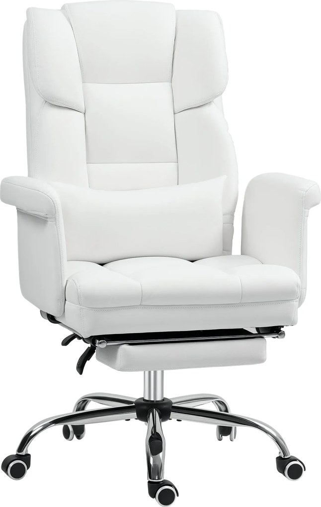 HOMCOM Kancelářská židle, ergonomická otočná židle s funkcí sklonu, bederním polštářem, výškově nastavitelná počítačová židle s opěrkou nohou, pro dom