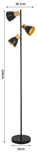 Brilagi - Stojací lampa ODENSE 3xE14/10W/230V dřevo/černá