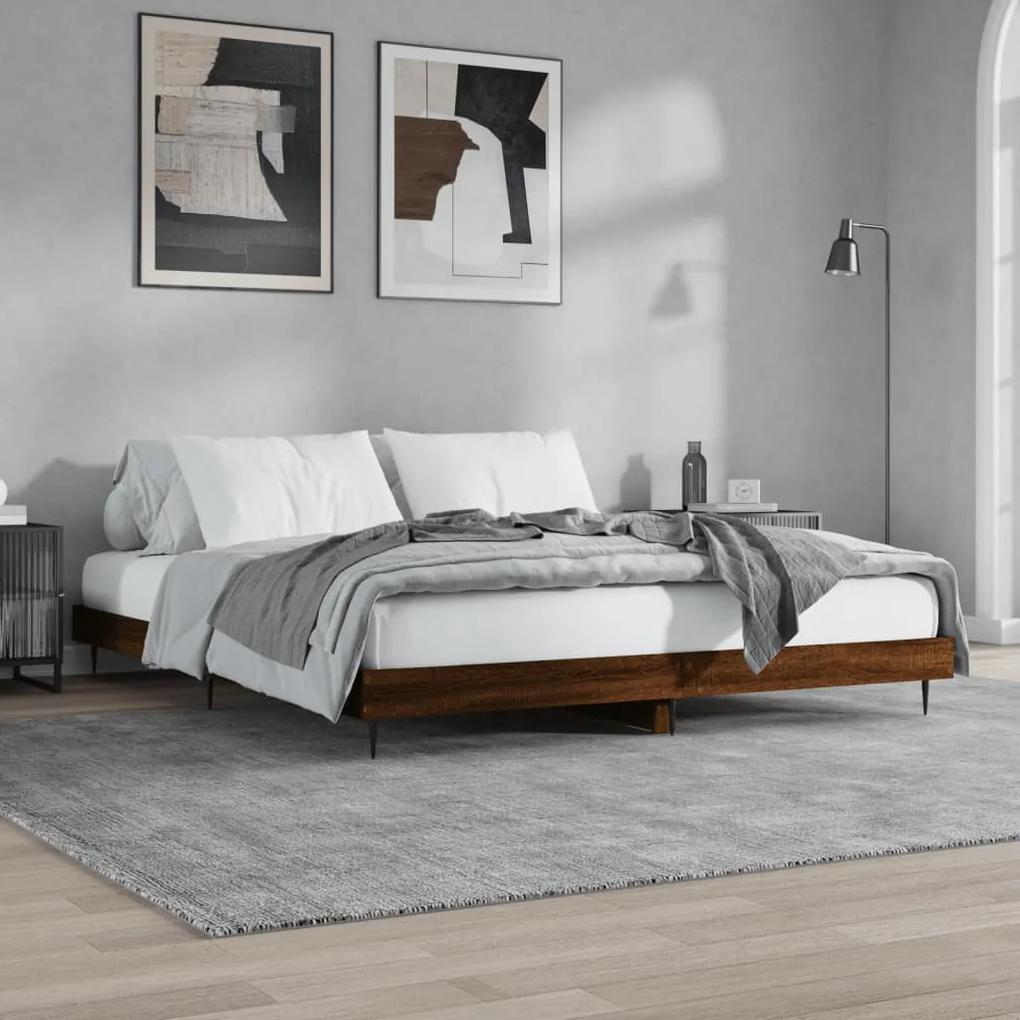 Rám postele hnědý dub 200 x 200 cm kompozitní dřevo