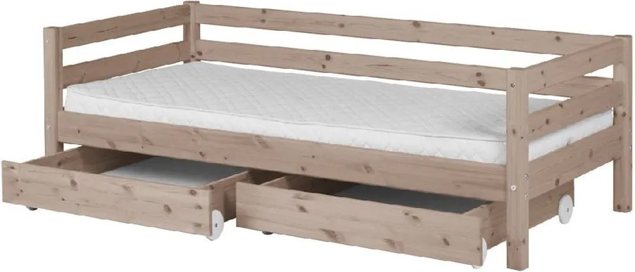 Hnědá dětská postel z borovicového dřeva s 2 zásuvkami Flexa Classic, 90 x 200 cm