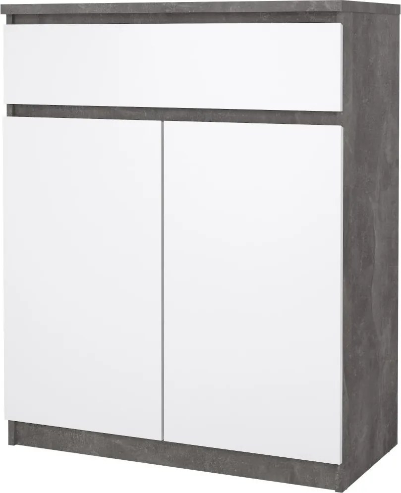 FALCO Komoda Simplicity 234 beton/bílý lesk