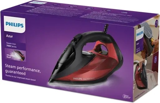 Philips 7000 Series HV napařovací žehlička černá/červená DST7022/40