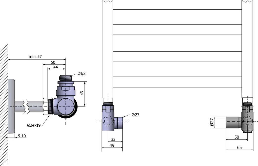 Sapho Corner Combi Simply připojovací sada ventilů triaxiální pravá chrom CP330S