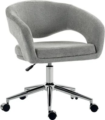 HOMCOM ergonomická kancelářská židle, křeslo do kanceláře z chenille s nastavitelnou výškou, zakřiveným opěradlem, šedá