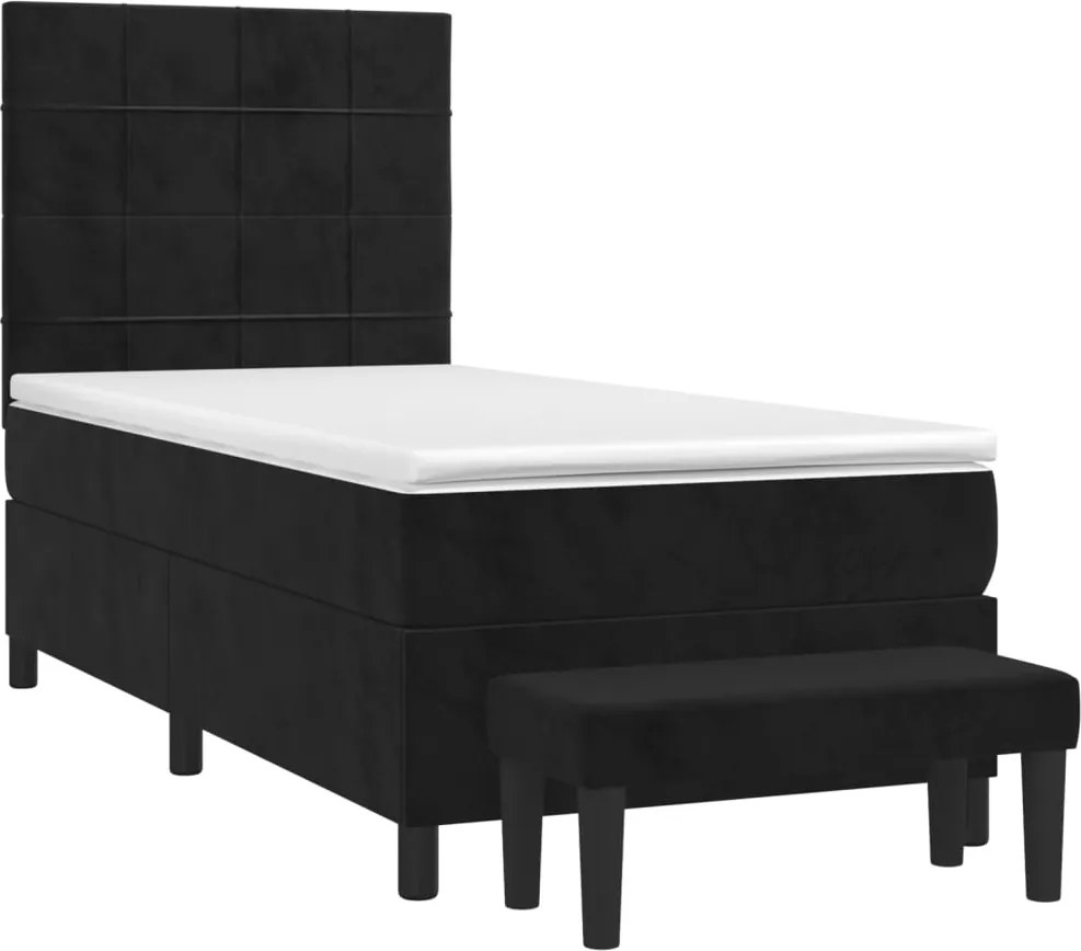 Box spring postel s matrací černá 100x200 cm samet 3137829