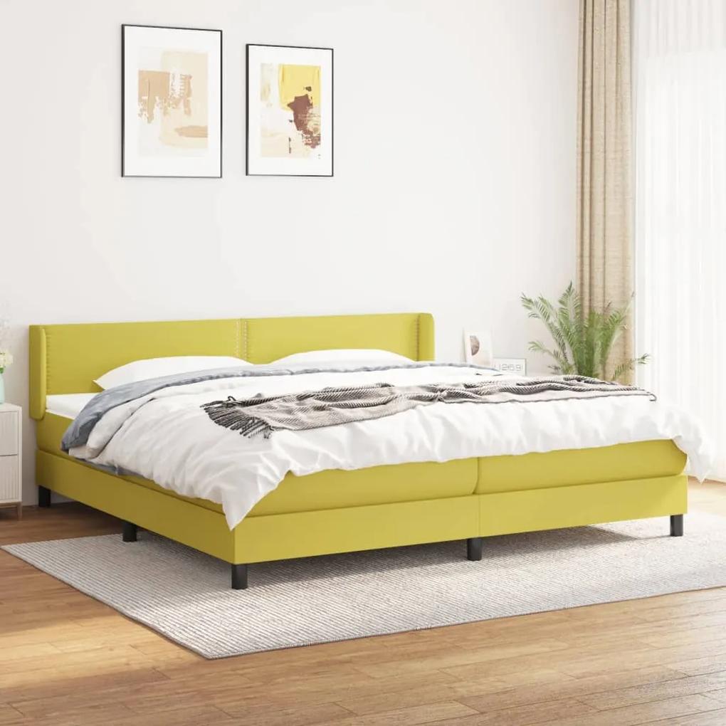 Box spring postel s matrací zelená 200x200 cm textil,  3129664
