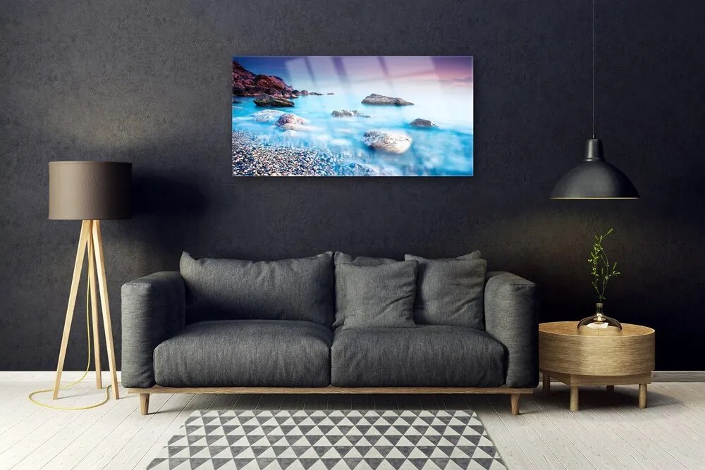 Obraz na skle Moře Kameny Krajina 140x70 cm