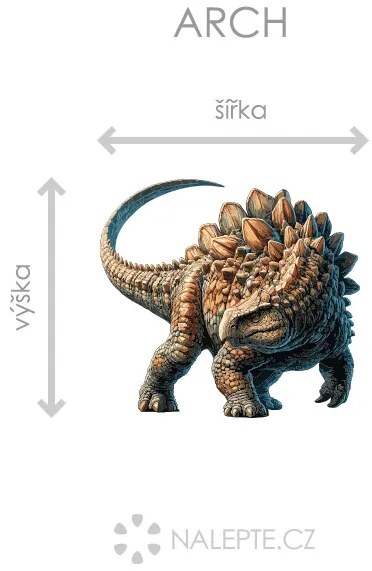 Ankylosaurus textilní přelepitelná samolepka na zeď arch 75 x 69 cm