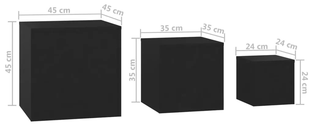 vidaXL Odkládací stolky 3 ks černé dřevotříska