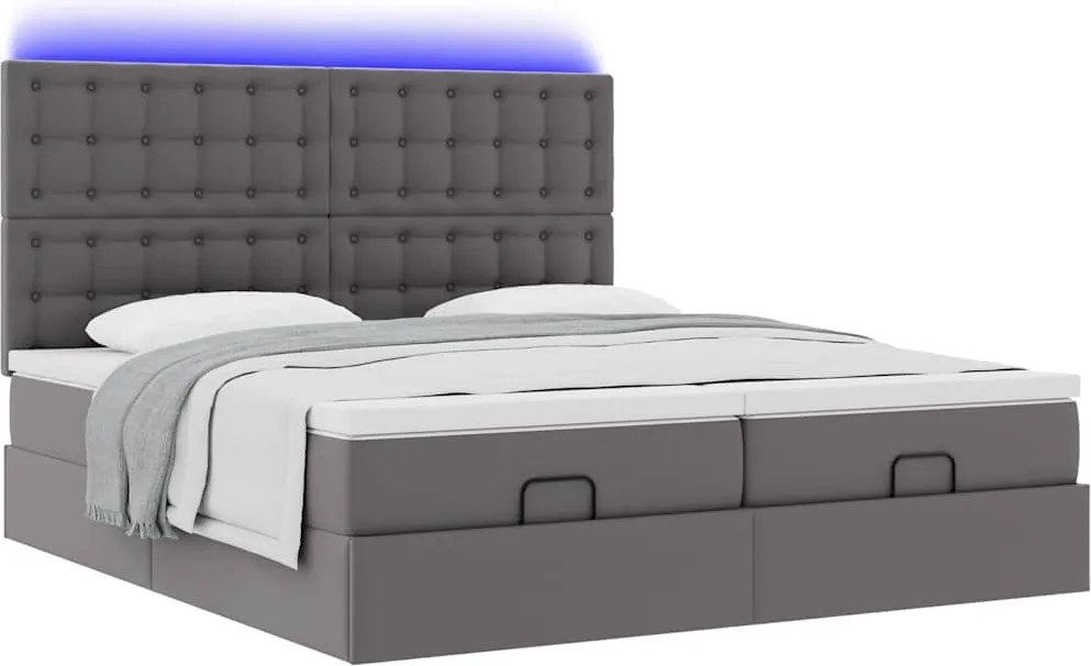 Osmanský rám postele s matrací šedá 200x200cm umělá kůže 3314511