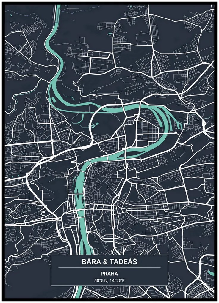 Plakát Mapa vašeho města Rozměr plakátu: 30 x 40 cm, Barevná varianta: Šedá