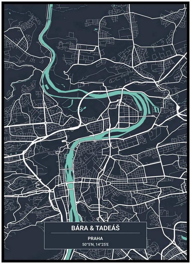 Plakát Mapa vašeho města Rozměr plakátu: 40 x 50 cm, Barevná varianta: Růžová